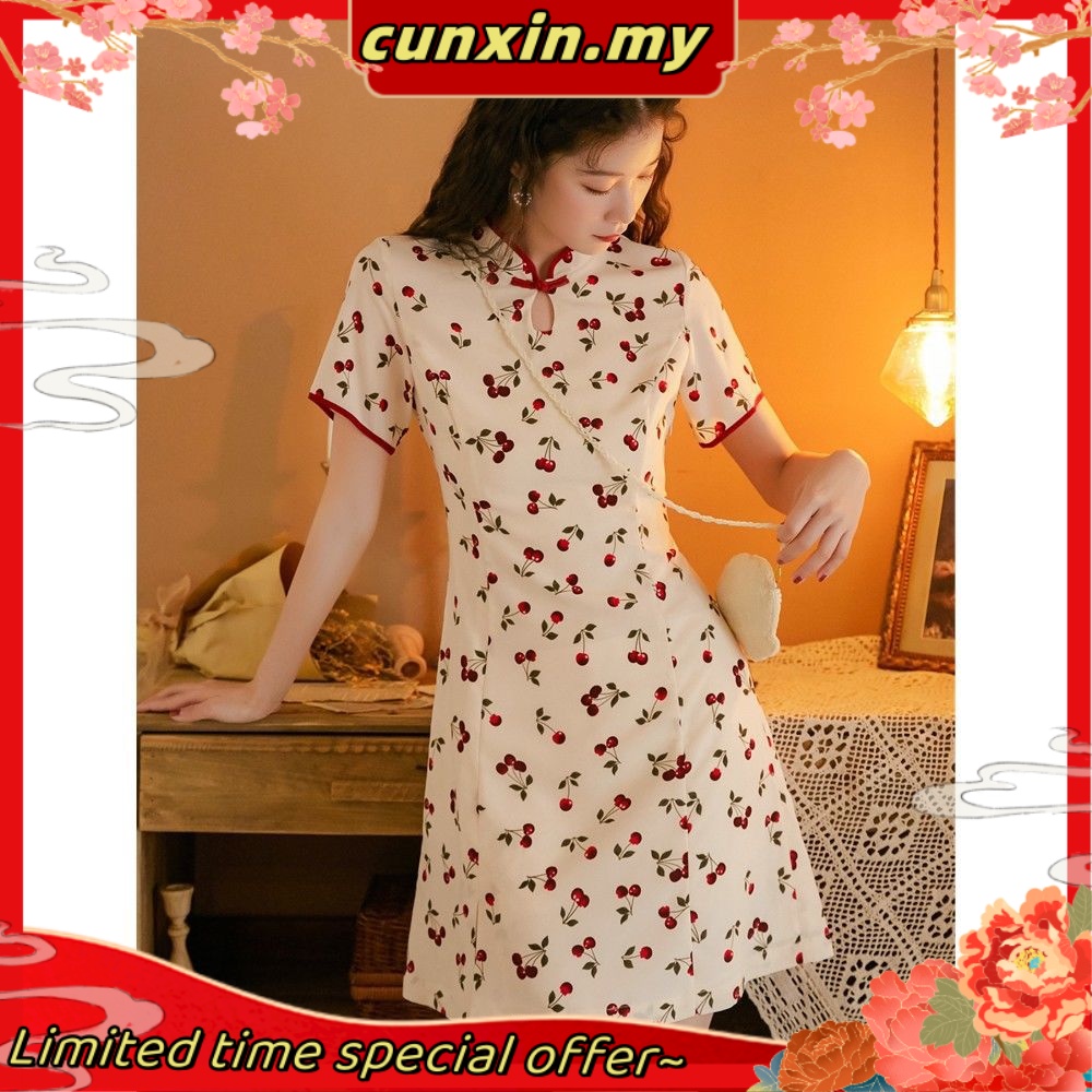 [M-5XL 40-150kg] 150kg large size Fresh cheongsam dress Summer New Style Modern Sweet Chinese ...