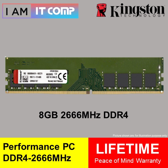 Kingston Value RAM 8GB 2666MHz DDR4 Non-ECC CL19 1RX8 Desktop PC RAM ( KVR26N19S8/8 ) - Desktop ...