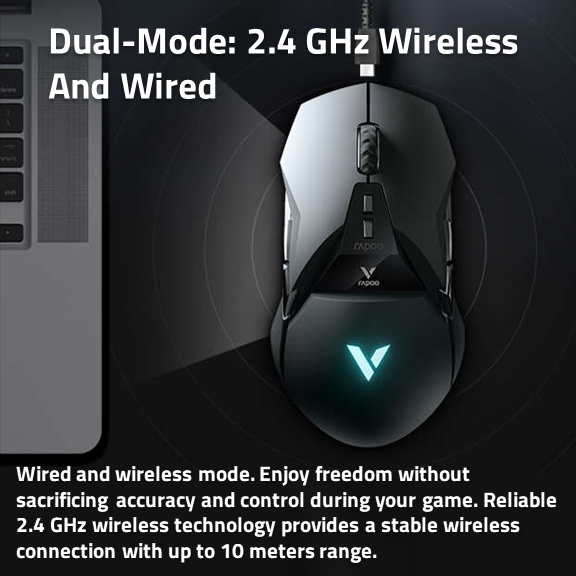 RAPOO VT950 Dual Mode Wired & 2.4G Wireless Gaming Mouse / 11 ...