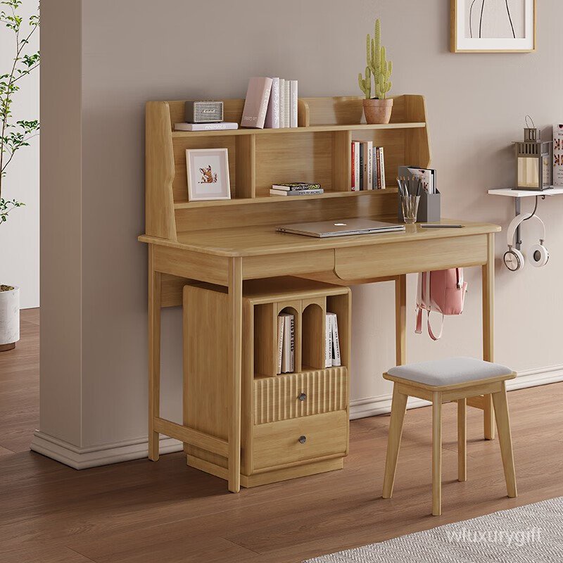 HY/JD Weihu Solid Wood Desk Bookshelf Integrated Combined Bookcase ...
