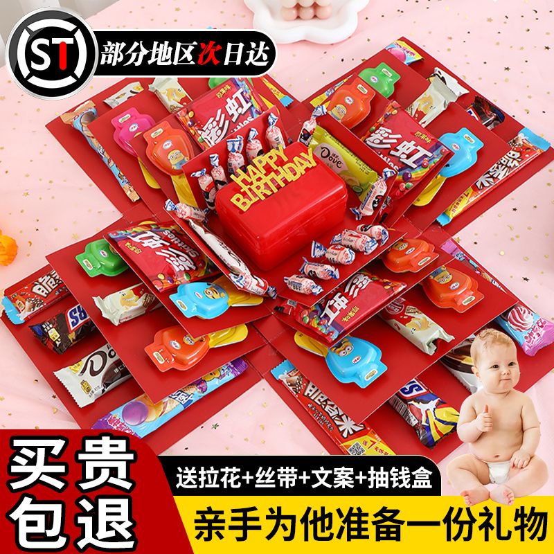 Birthday surprise five layer explosive gift box DIY creative ...