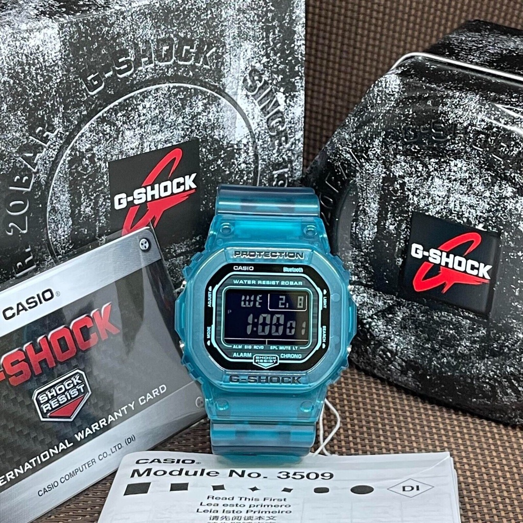 Casio G-Shock DW-B5600G-2D Transparent Blue Digital Bluetooth ...