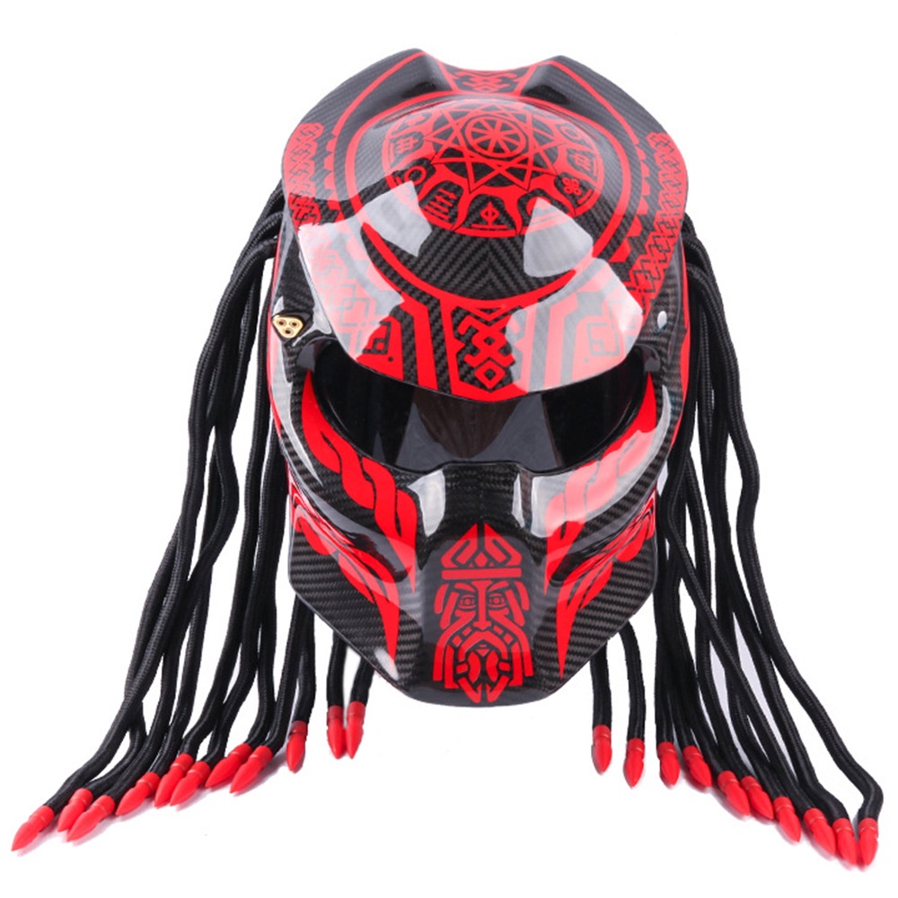 Motorcycle Rider Helmet Personality Full cover Predator carbon fiber ...