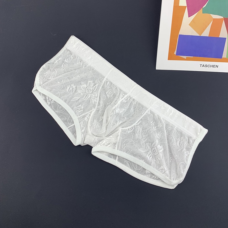 Men's Boxer Briefs Lace Sexy Fashion Print Low-Waist Transparent ...