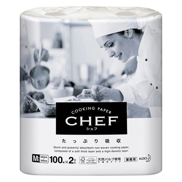 Cooking Paper Chef Absorbent M 100 cuts x 2 rolls 1 box (2 rolls x 6 ...