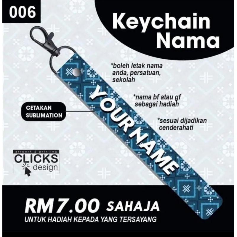 AZFAGROUP Keychain Custom Nama Customised Name Gift Polyester ...