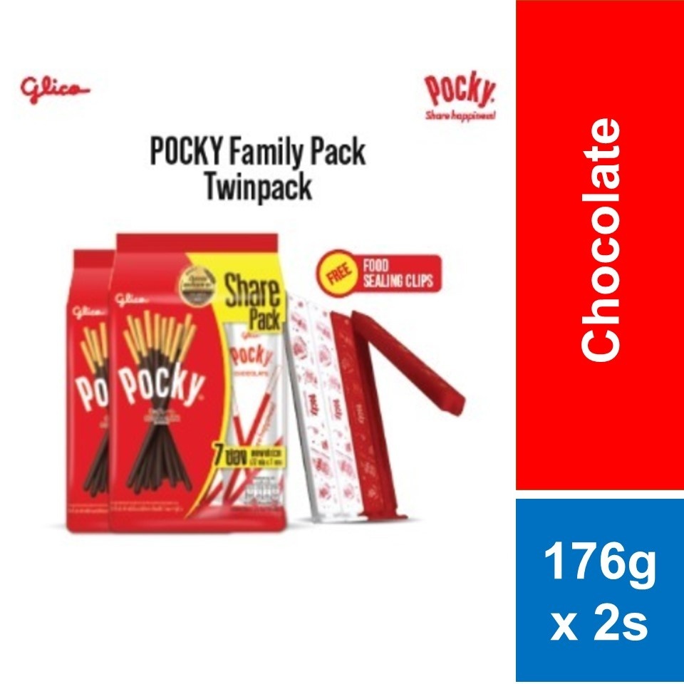 Glico Pocky Family Pack Twinpack Chocolate 176g x 2s Free Sealing Clips ...