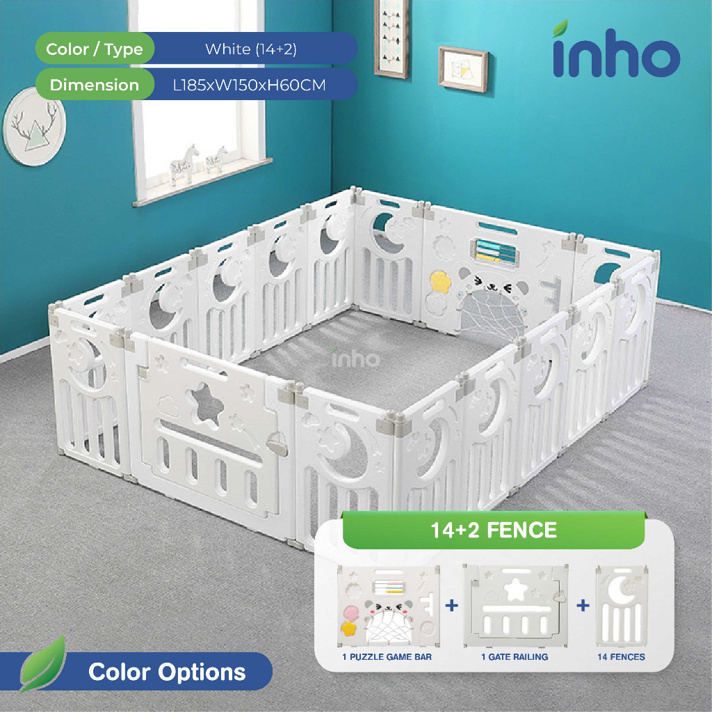INHO Foldable Kids Gaming Fence Safety Baby Playpen Fence Kids Game ...