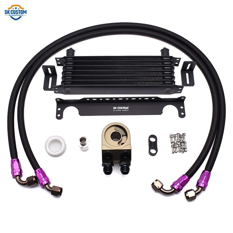 SK CUSTOM Japanese Style Universal 7 Row Oil Cooler Kit AN8 Oil Cooling ...