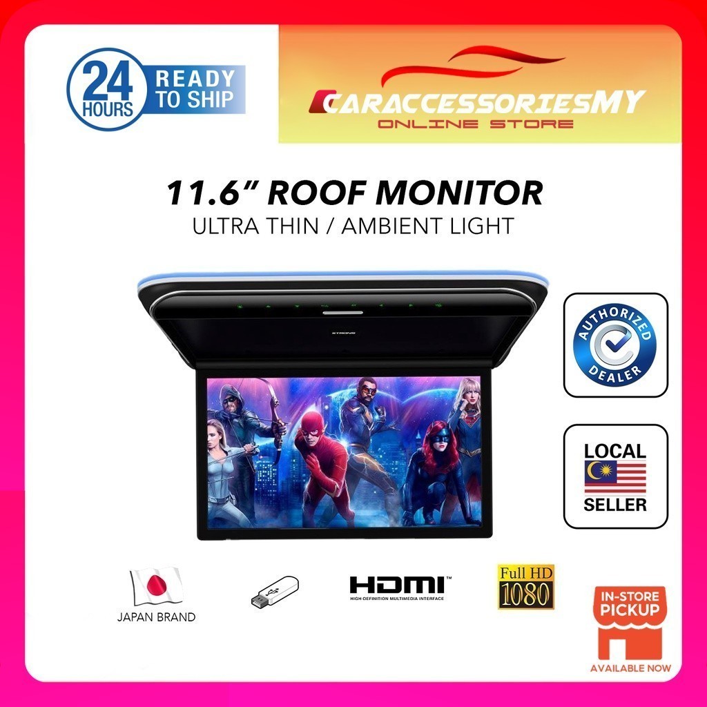 11.6 Inch TFT LCD Car Ceiling Roof Mount Full HD 1080P Display Monitor ...