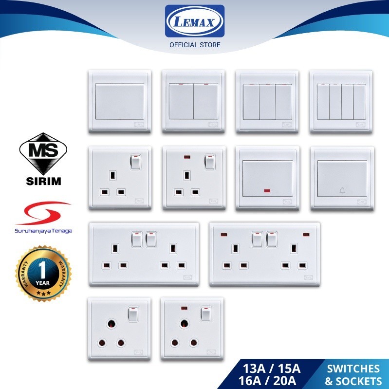 [SIRIM] LMX 13A 16A 15A 20A Wall Socket Aircond Switch Double Pole ...