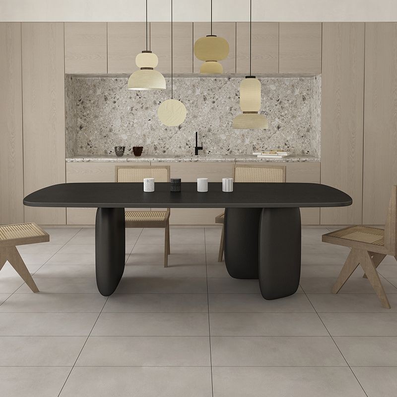 Black Minimalist Dining Tables and Chairs Set Home Small Apartment ...