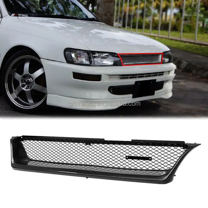 Car Front Bumper Mesh Grill Grille Gloss Black Racing Grills For Toyota Corolla AE101 1993 1994 ...