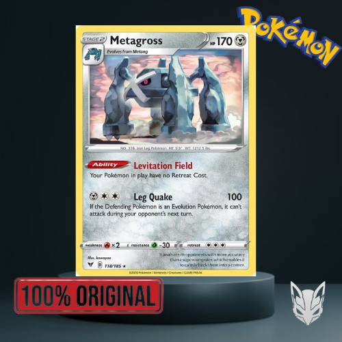ORIGINAL Metagross #118 basic tcg ptcg pokemon card free top loader and ...