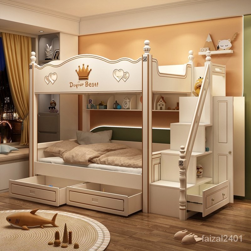 ST-⛵Children's Bunk Bed Upper and Lower Bunk Girl Bunk Bed Same Width ...