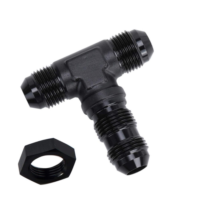 Durable aluminium anodized blue/black male bulkhead T-Piece -8 8an an8 ...