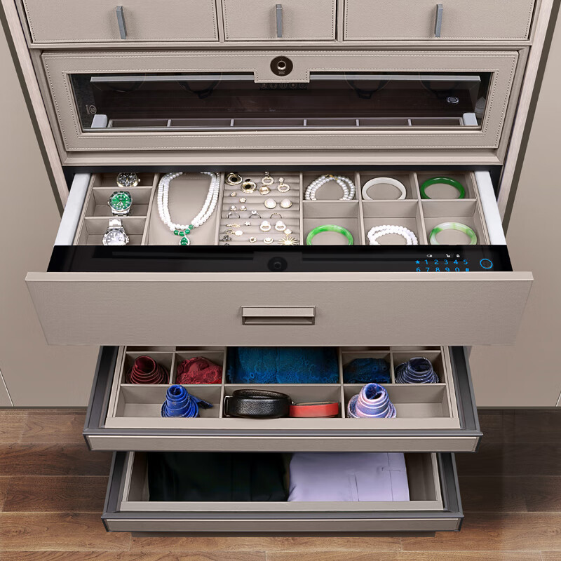 ST-⛵Qindian Fingerprint Wardrobe Password Drawer Drawer Safe Hidden ...