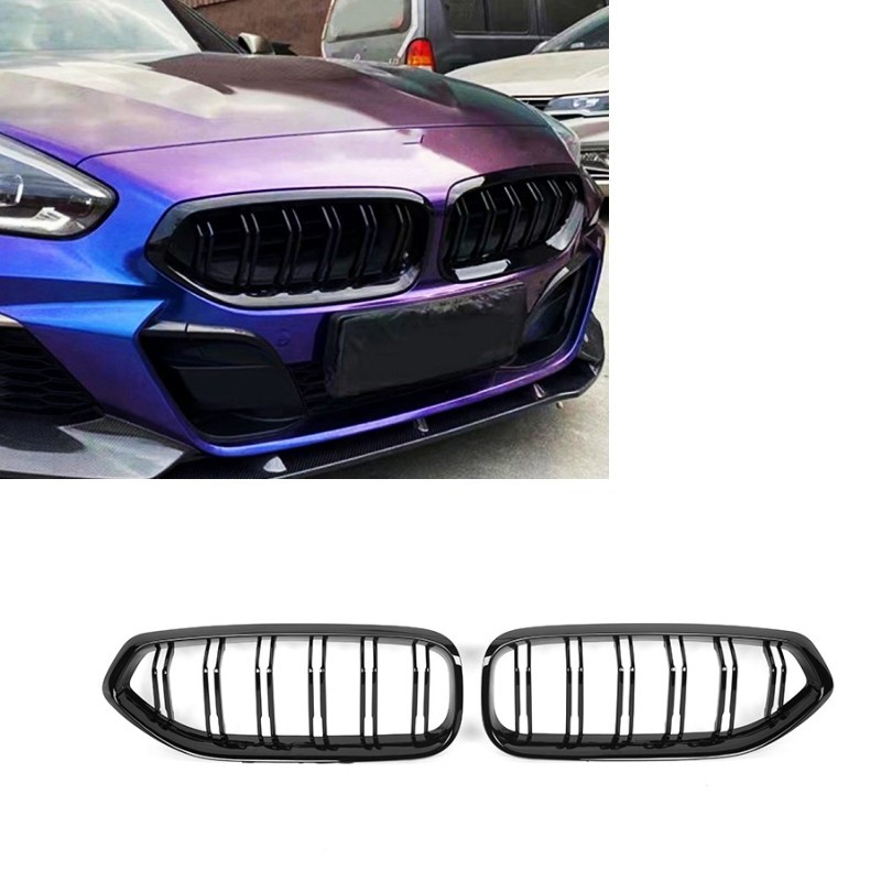 Front bumper grille ABS Gloss Black Double Slats parts auto parts For ...
