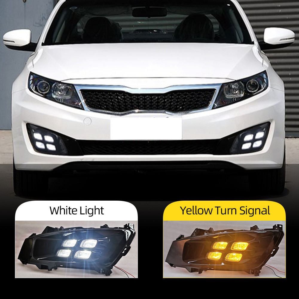 1Pair Car DRL For Kia Optima K5 2010 2011 2012 2013 LED fog lamp cover daytime running lights ...