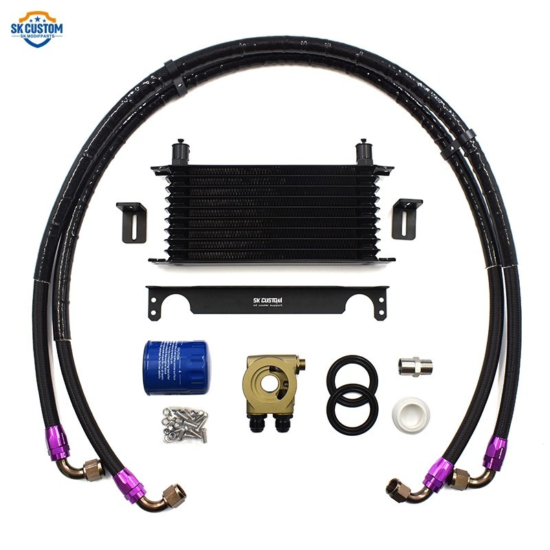 SK CUSTOM 10 Rows Engine Oil Cooler Kit For Ford F150 Mustang GT Oil ...