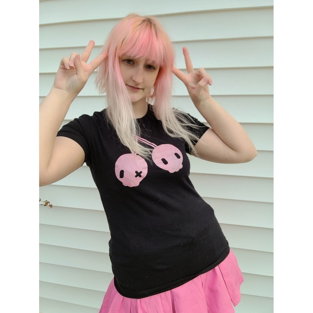 Pastel Goth Cherry Shirt - Emo Scene Aesthetic - Kawaii Goth T-shirt - Pink Black Pastel & more ...