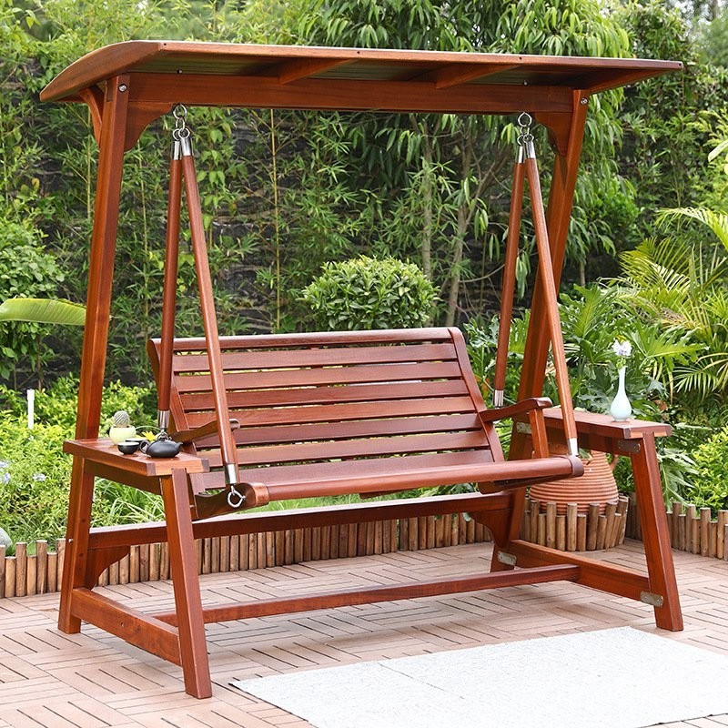 HY-6/Swing Courtyard Pineapple Grid Outdoor Garden Glider Outdoor Wood ...