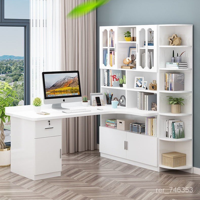 HY-6/Desk Bookcase Integrated Solid Wood Corner Computer Desk Small ...