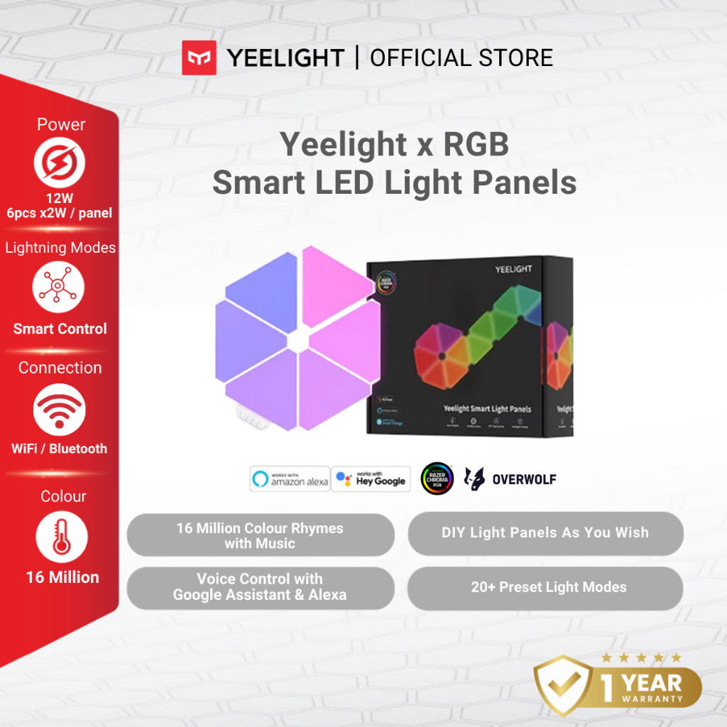 Yeelight Smart RGB LED Light Panel Works with Razer Chroma [Expansion ...