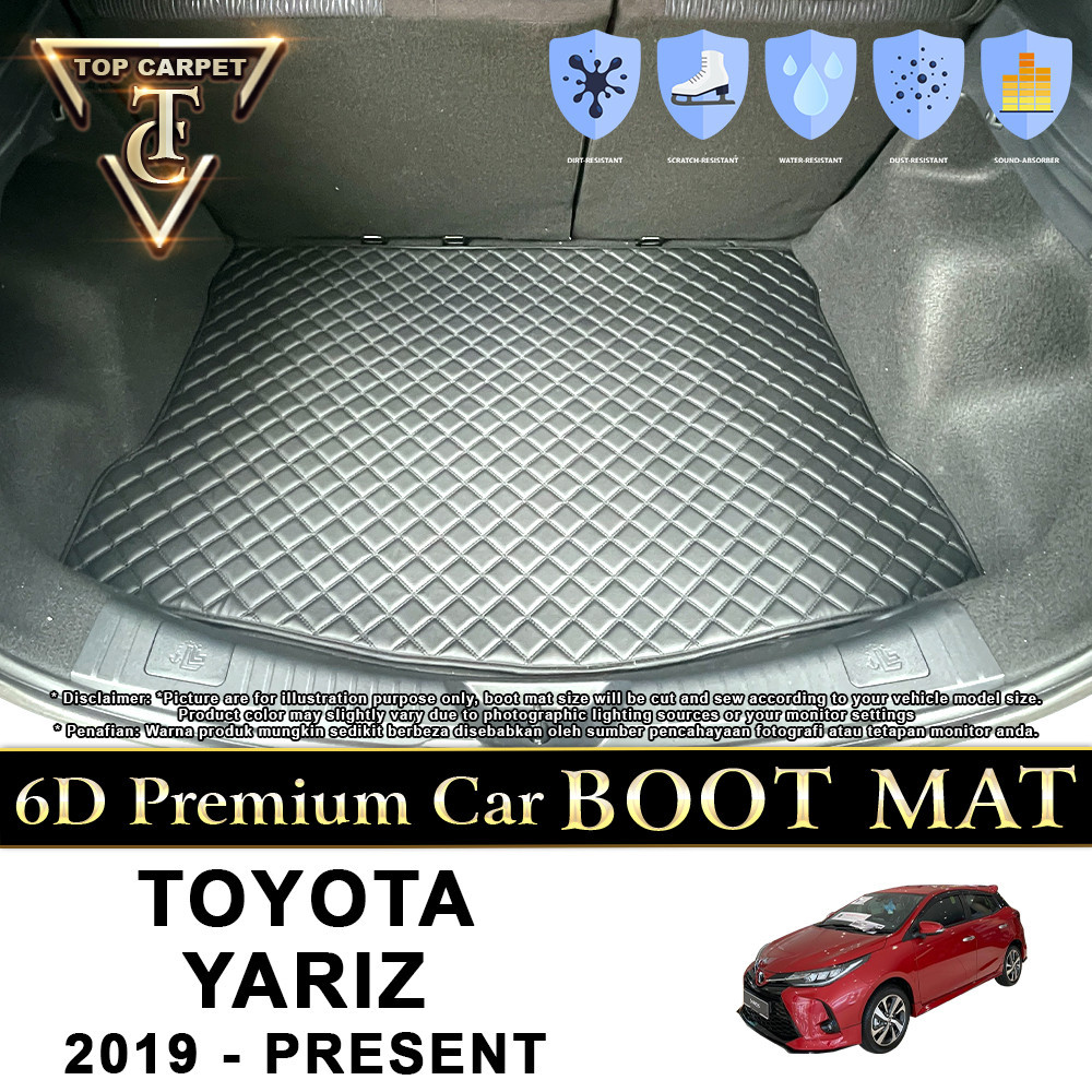 Top Carpet TOYOTA YARIS ( 2019 - 2025 ) XP150 Car Boot Mat PU Leather ...