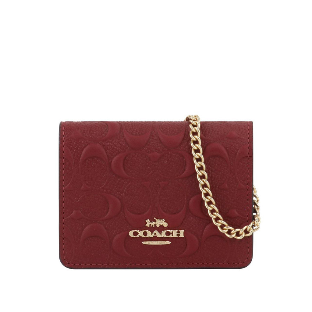 Coach Mini Wallet On A Chain In Signature Leather - Red | Shopee Malaysia