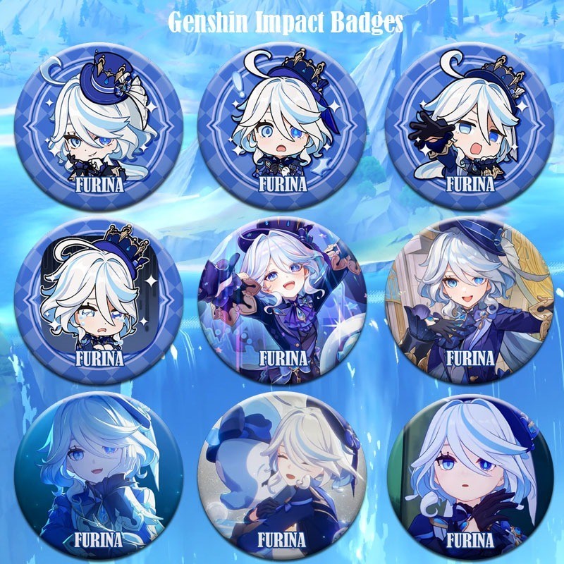Genshin Impact Fontaine Character FURINA 芙宁娜 Pin Button Badge 58mm ...