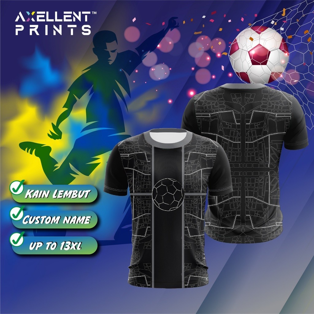 Axellent Prints Football Texture Pattern Grayscale baju jersey custom ...