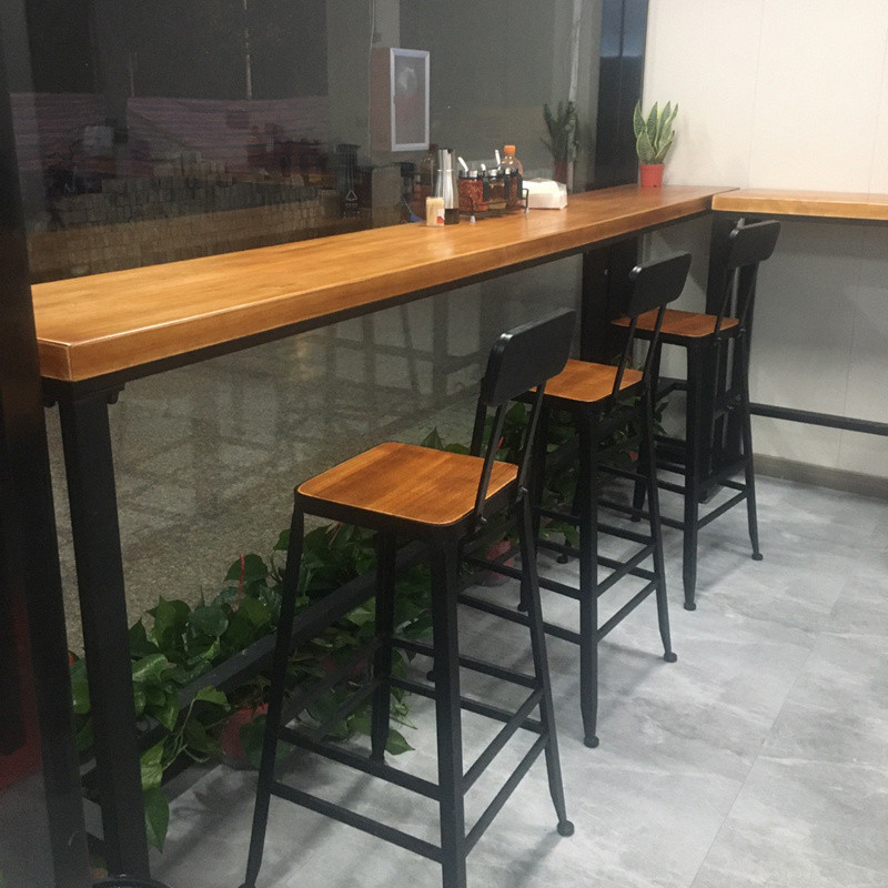 JY-H/Iron Solid Wood Bar Counter Table and Chair Combination Coffee ...