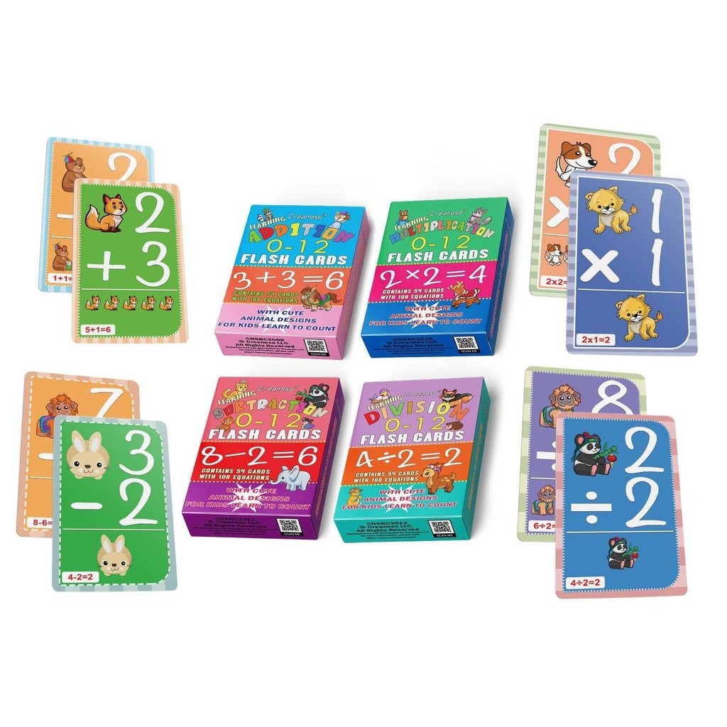 Addition, Multiplication, Subtraction, Division 0-12 Variety Pack (4 ...
