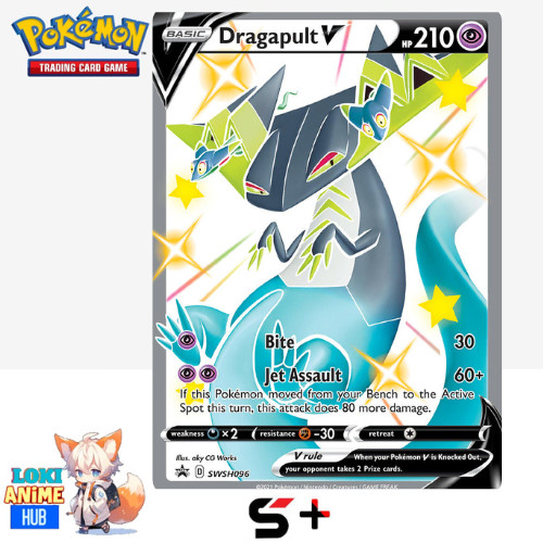 Dragapult #SWSH096 V SHINY Full Art Gred S+ Pokemon Card Game tcg ptcg ...