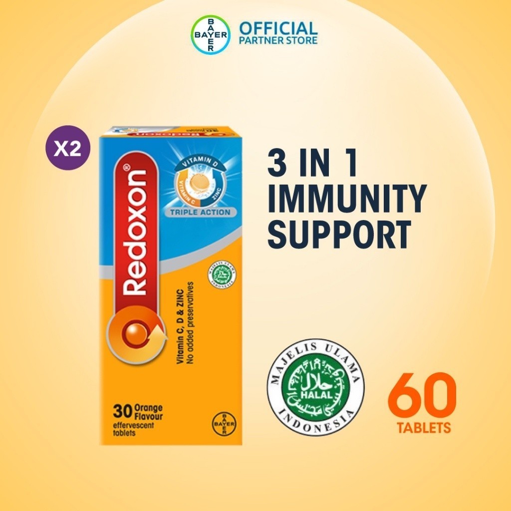 Redoxon Triple Action Effervescent Tablets - Orange (2 Packs x 30 ...