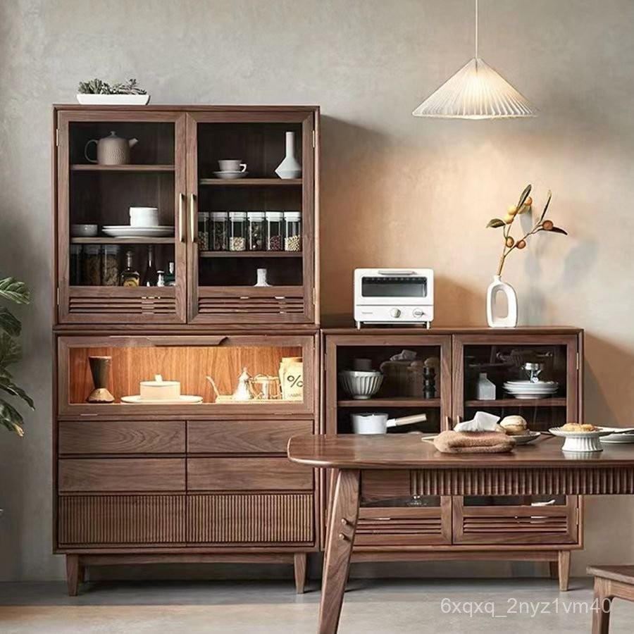 ST-Ψ Black Walnut Solid Wood Combined Bookcase Storage Cabinet Clothes ...