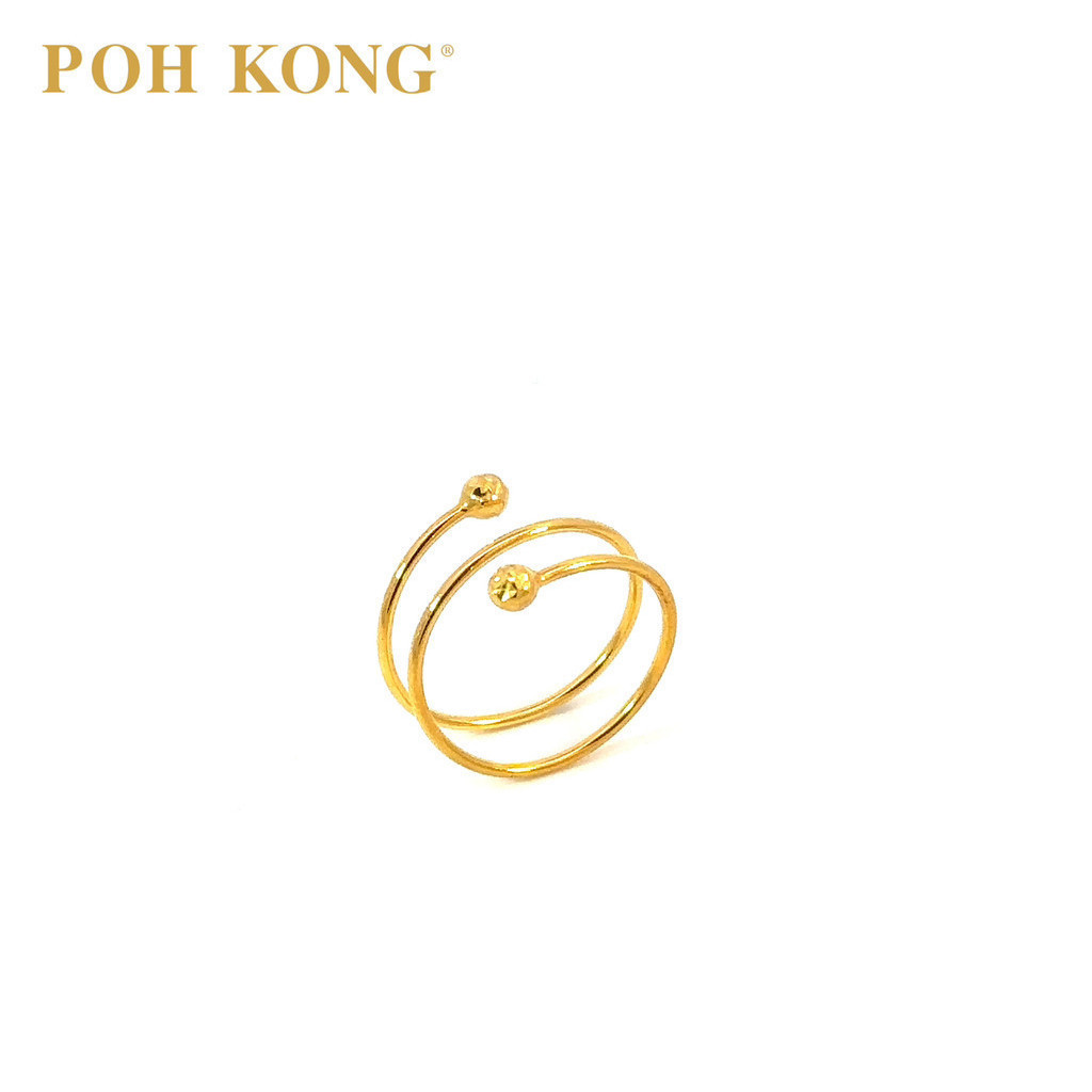 POH KONG 916/22K Gold Double Spiral Bead Ring | Shopee Malaysia