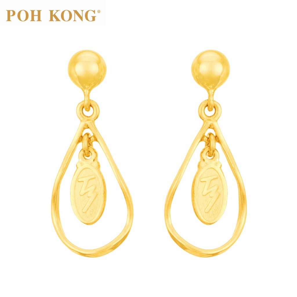 POH KONG 916/22K Gold Tranz Dewdrop Dangle Earrings | Shopee Malaysia