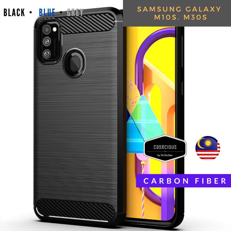 Samsung Galaxy M10s M30s Flexible Soft Slim Carbon Fiber Brushed Line ...