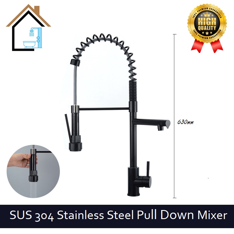 SUS 304 Stainless Steel Premium Quality Pull Down Faucet Pull Out Mixer ...