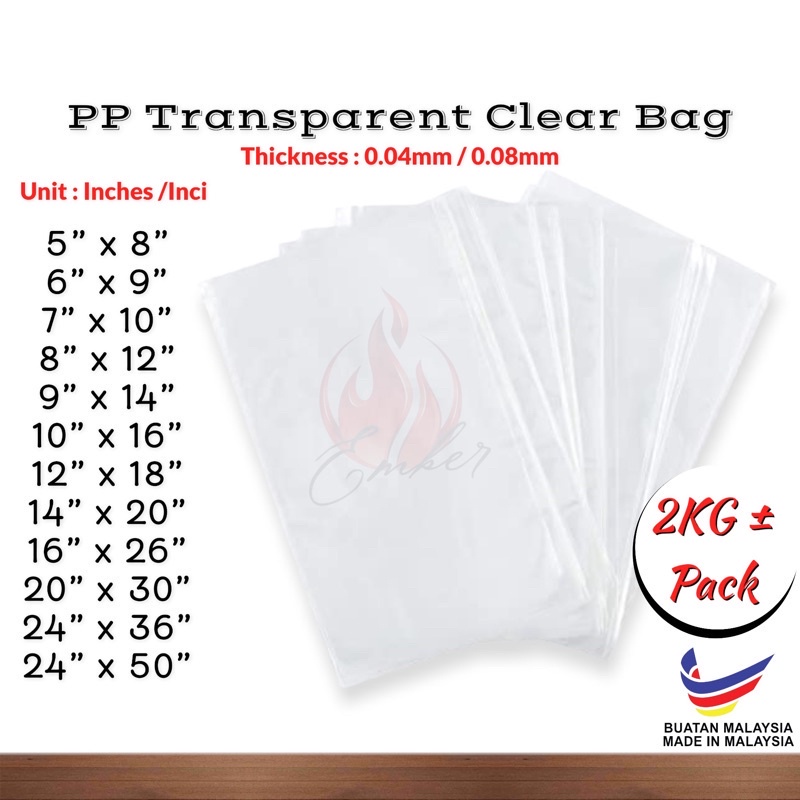 PP Plastic Plastik Transparent Clear Lutsinar Bag Beg【2KG±/Pack】(0.04mm ...