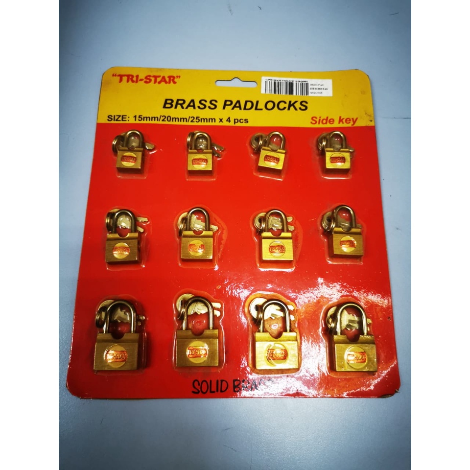 TRI STAR BRASS PADLOCKS (12'S) | Shopee Malaysia