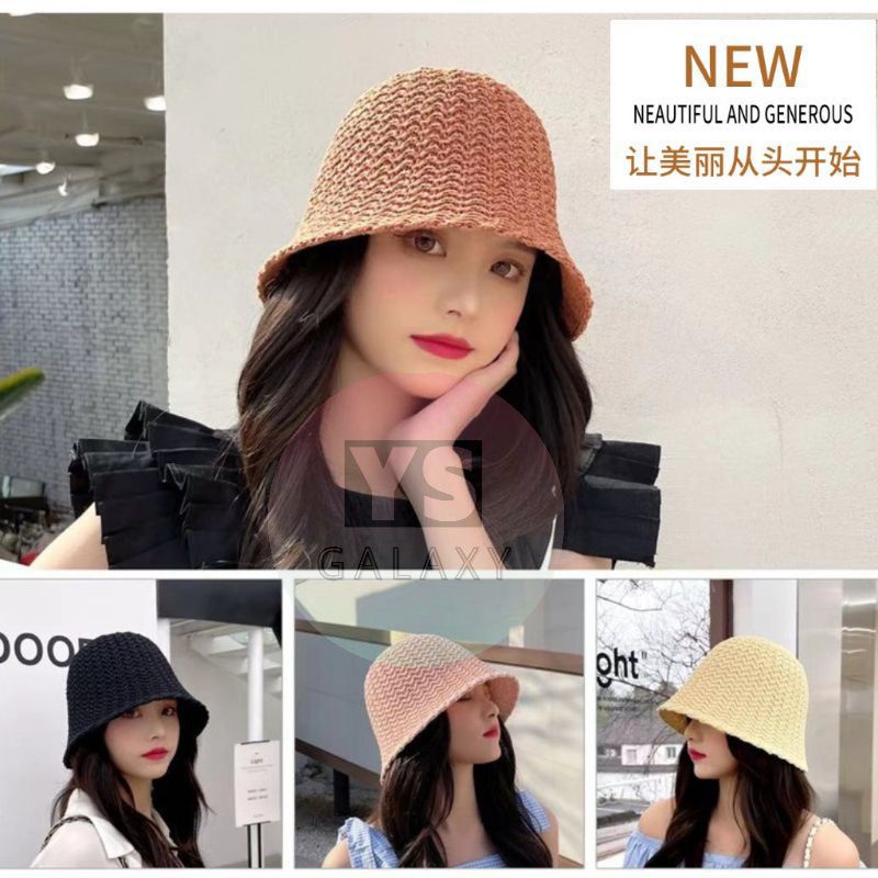 Straw Hat Basin Cap Japanese Hollow Sunshade Woven Fisherman Hat Female ...