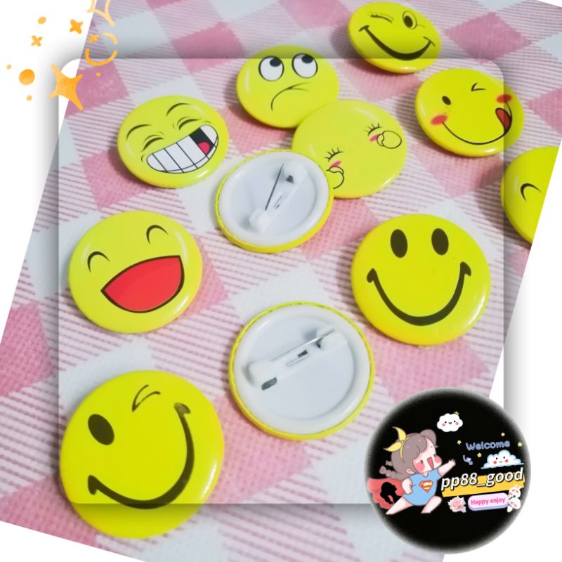 yellow Smiley Face Pin / Cute Stationery Free Gift / Cute Smiley Face Brooch / Happy Emoji Badge ...