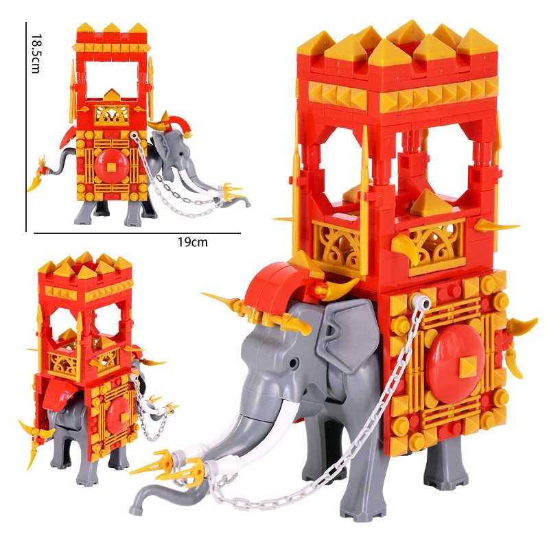 Minifigures Assembled Building Blocks Elephant Mammoth Mounts Medieval ...