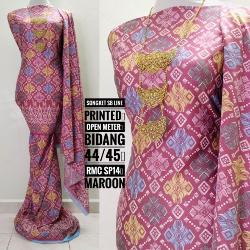 KAIN PASANG SONGKET PRINTED SB LINE COTTON-Open METER/BIDANG 45(Harga ...