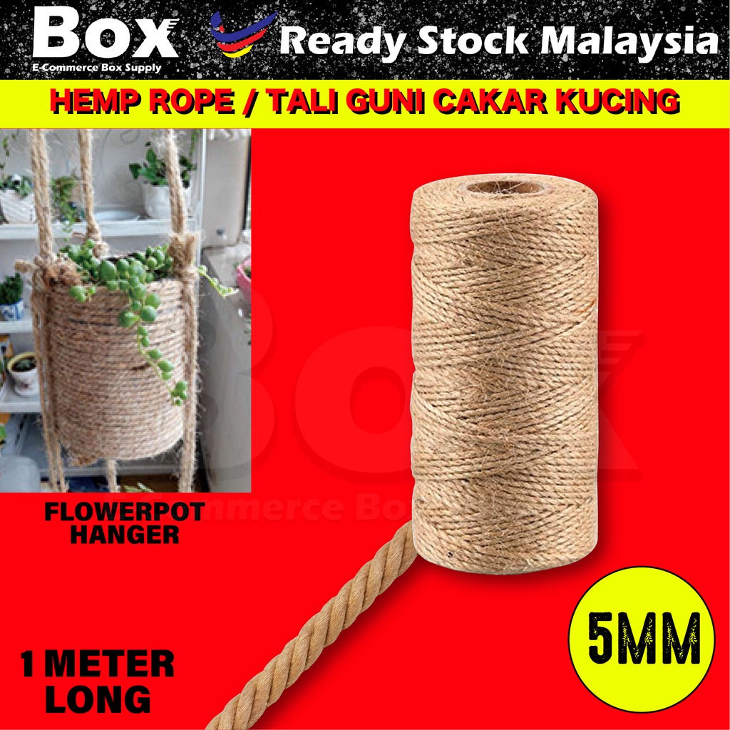 Hemp Rope 1/2/5/6/8/10/12/20mm Tali Guni Cakar Kucing Brown Jute Rope ...