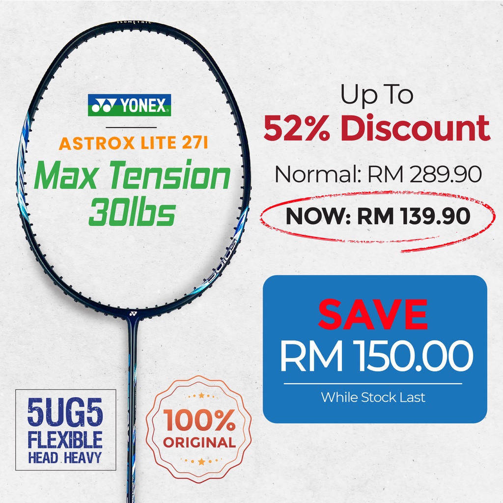 YONEX Astrox Lite 27i (Dark Navy) Badminton Racket - 5UG5 30 LBS | Ideal For Speed Attack Player ...