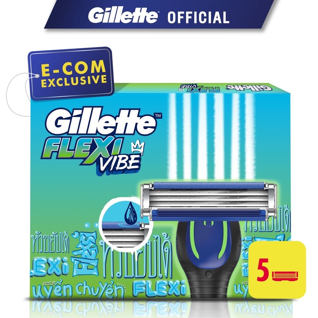 Gillette Flexi Vibe - 5 Blade / Cartridge Refills NEW [E-com Exclusive ...